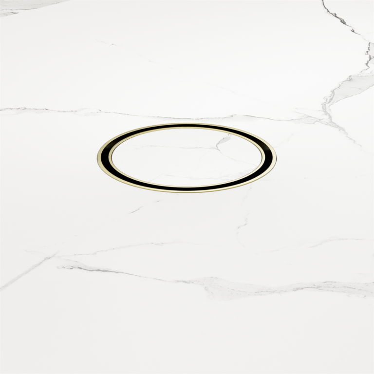 Nero 100mm Round Tile Insert Floor Waste 50mm Outlet Brushed Gold