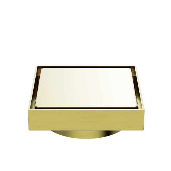 Nero 130mm Square Tile Insert Floor Waste 100mm Outlet Brushed Gold