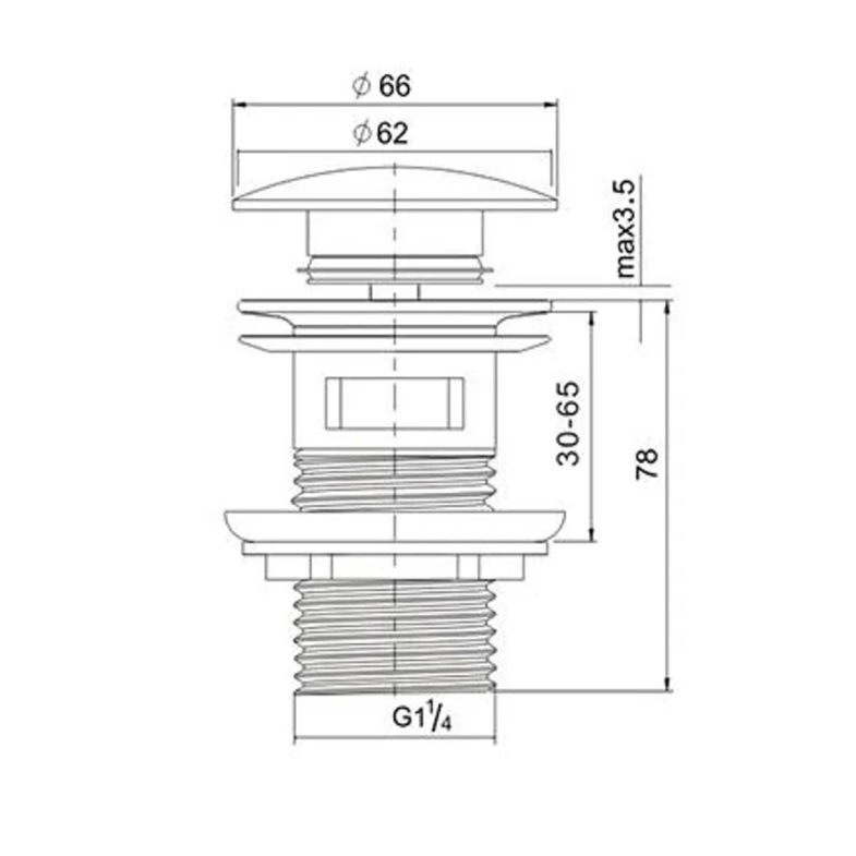 Basin 32mm CBlack Pop Up Waste with Overflow