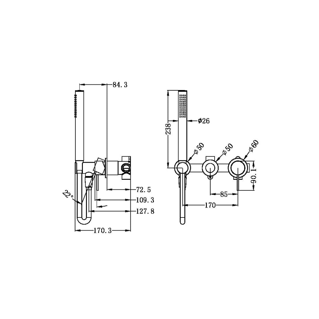 Nero Mecca Shower Mixer Divertor System Separate Back Plate - Matte Wh
