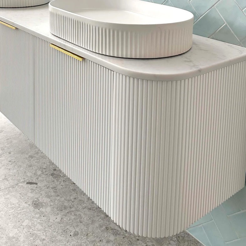 Otti Bondi Matte White Fluted Curve Vanity 1500mm