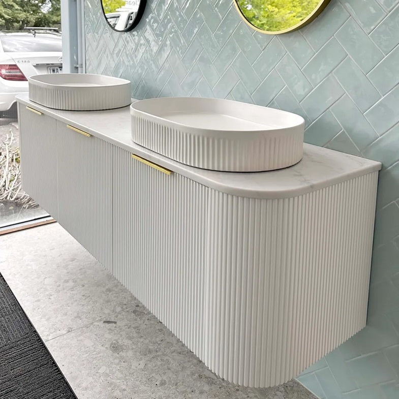 Otti Bondi Matte White Fluted Curve Vanity 1800mm