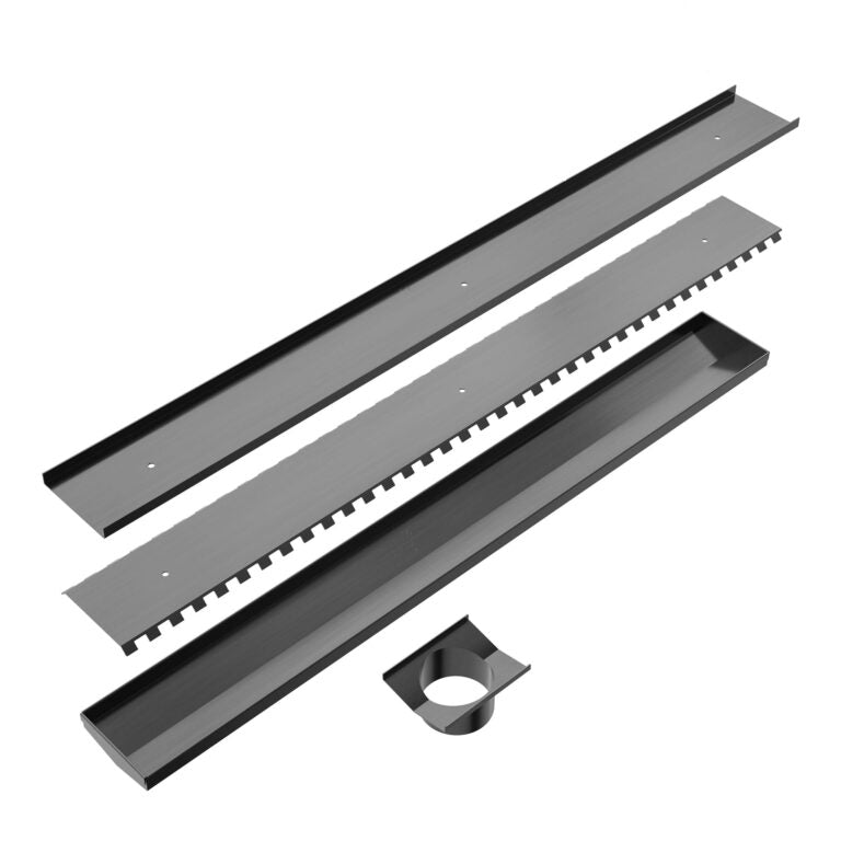 Nero Tile Insert V Channel Floor Grate 89mm Outlet With Hole Saw Gun M