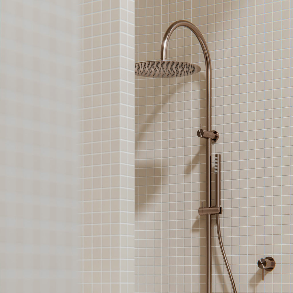 Nero Zen Twin Shower With Outdoor Shower Hose - Brushed Gold