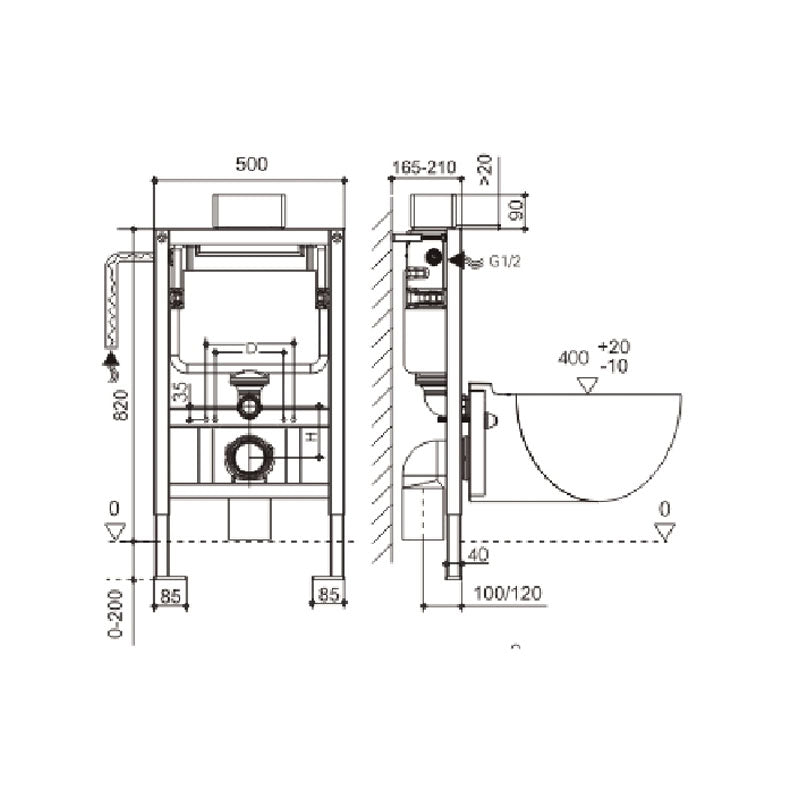 Frame in wall cistern (Low level)
