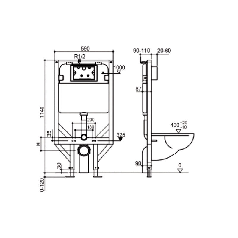 Framed in-wall cistern